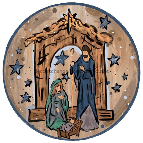 Vinyl Decal Nativity Scene Religious Sign 10 Round Vinyl Decoe 224