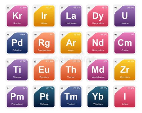 20 Preiodic Table Of The Elements Icon Pack Design Vector Illustration Stock Vector