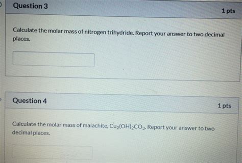 Solved Question 1 1 Pts What Is The Total Mass Of Hydrogen Chegg
