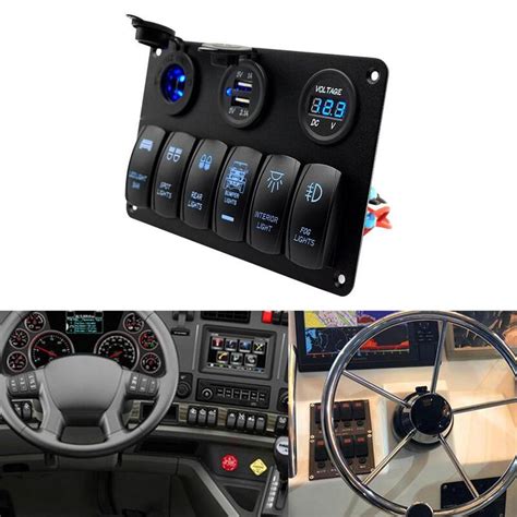Panel De Interruptor Basculante Led De 6 Entradas 12v 24v Doble