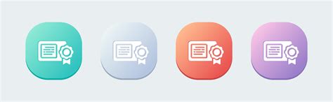 Certificate Solid Icon In Flat Design Style Diploma Signs Vector