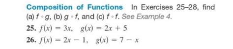 Solved Composition Of Functions In Exercises 25 28 Find A Chegg