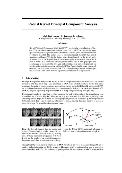 Pdf Robust Kernel Principal Component Analysis