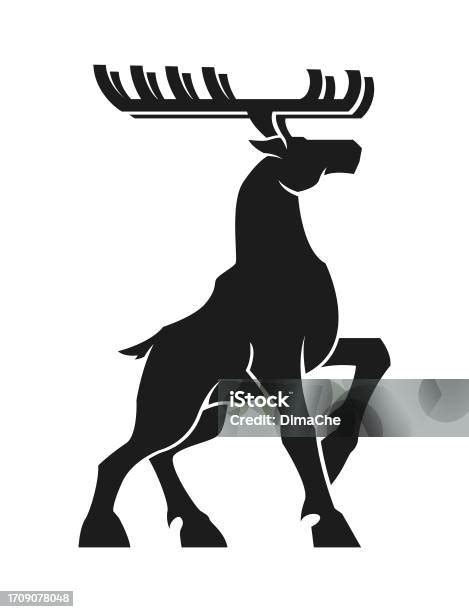 사슴 사슴 양식화 된 뿔이있는 엘크 벡터 실루엣을 잘라냅니다 무스 사슴과에 대한 스톡 벡터 아트 및 기타 이미지 무스 사슴과