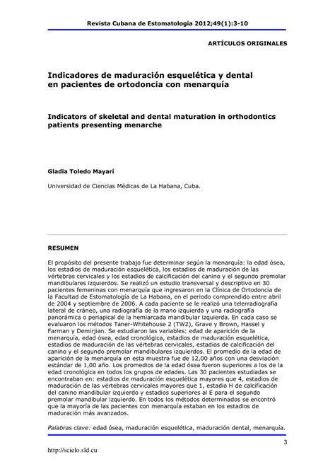 PDF Indicadores de maduración esquelética y dental en pacientes de