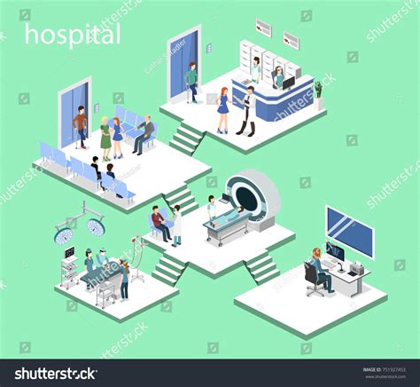 Isometric 3d Illustration Set Reception Hospital Ilustrações Stock