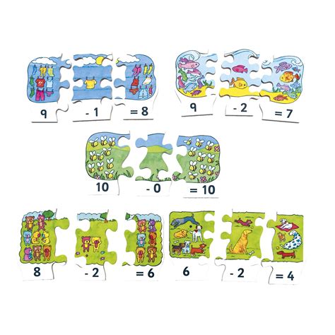 sum fun subtraction puzzles set of 10 brite idea