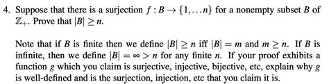 Solved Suppose That There Is A Surjection F B→{1 Dotsn} ﻿for