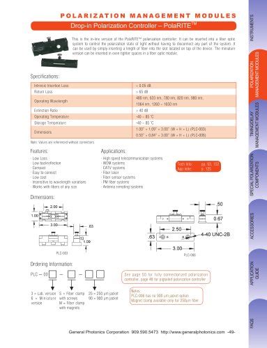 Micro Polarization Controller General Photonics Pdf Catalogs