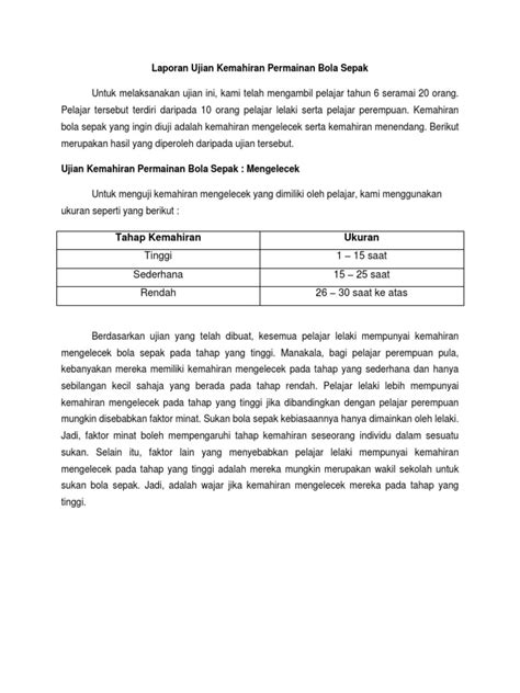 Pdf Laporan Ujian Kemahiran Permainan Bola Sepak Dokumentips
