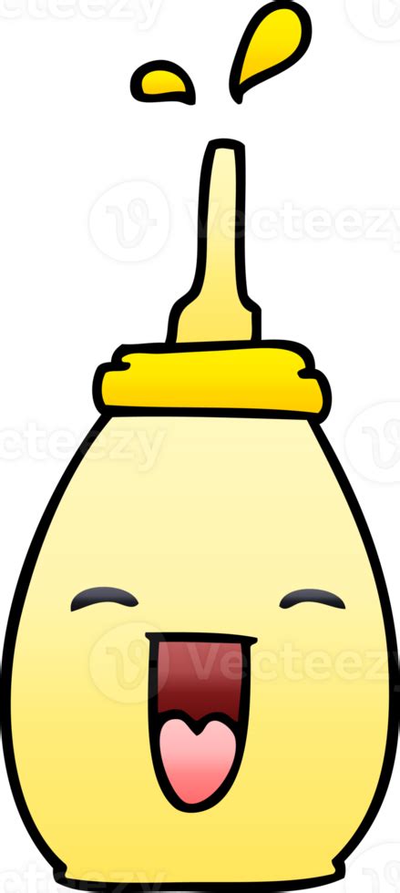 Degradado Sombreado Peculiar Dibujos Animados Contento Mostaza Botella