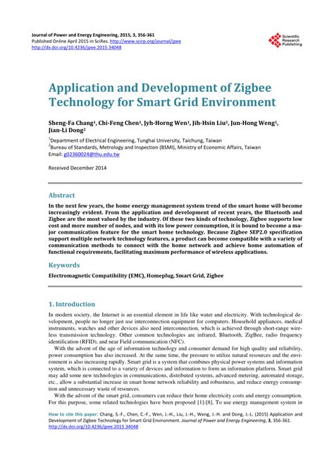 Pdf Application And Development Of Zigbee Technology For Smart Grid Environment
