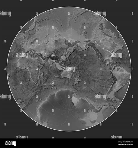 South Bismarck Tectonic Plate On The Grayscale Elevation Map In The Lagrange Oblique Projection