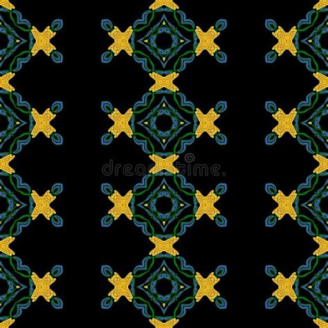 Abstract Ornamental Floral Fractal Nobody Islamic Seamless Decorative Pattern Stock Illustration