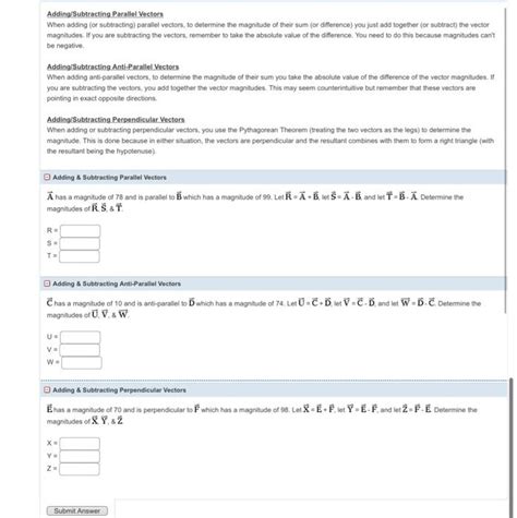 solved adding subtracting parallel vectors when adding or
