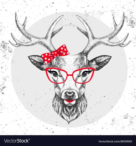 Retro Hipster Animal Deer Hand Drawing Muzzle Vector Image