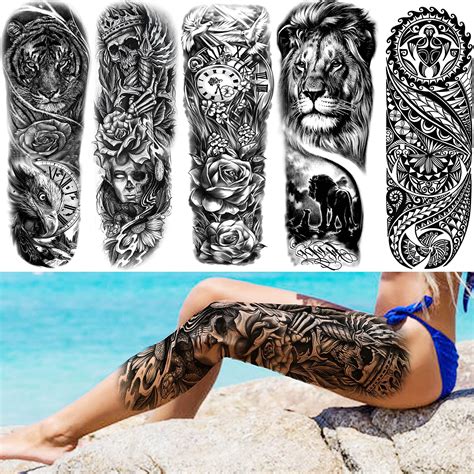 Moheer 54 Sheets Long Large Full Arm Temporary Tattoos Sleeve For Men