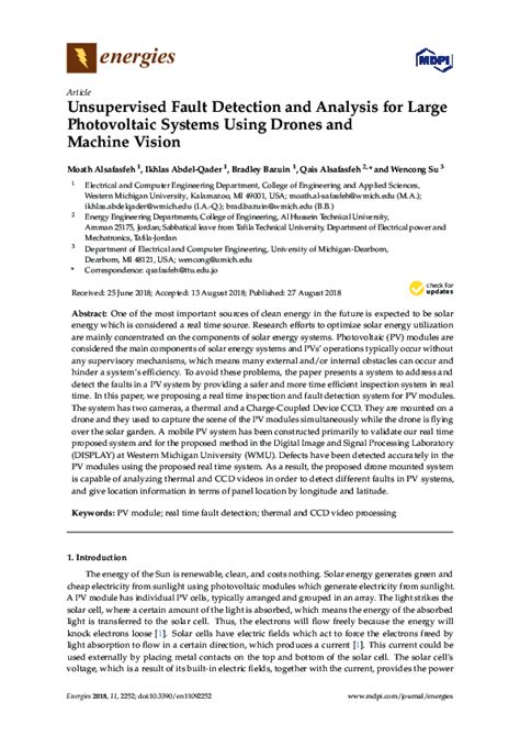 Pdf Unsupervised Fault Detection And Analysis For Large Photovoltaic Systems Using Drones And