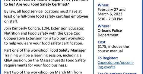 Community Development Partnership Servsafe Manager Training On…
