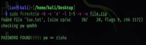 Fcrackzip Tool Crack A Zip File Password In Kali Linux Geeksforgeeks