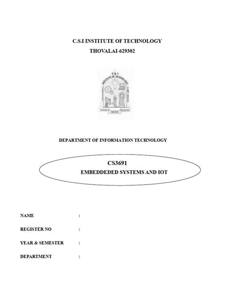 Embedded System And Iot Record Pdf Arduino Microcontroller