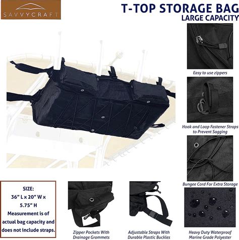 Savvycraft T Top Storage Bag Waterproof Marine Grade 600d Polyester