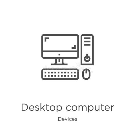 Desktop Computer Icon Vector From Devices Collection Thin Line Desktop Computer Outline Icon