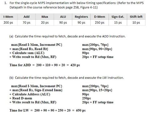 For The Single Cycle Mips Implementation With Chegg