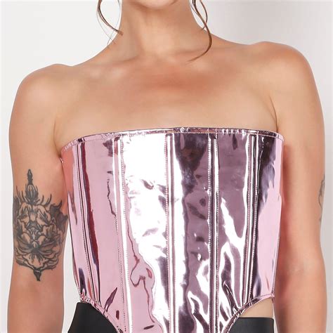 Purple Leather Corset V Cut Liyokki