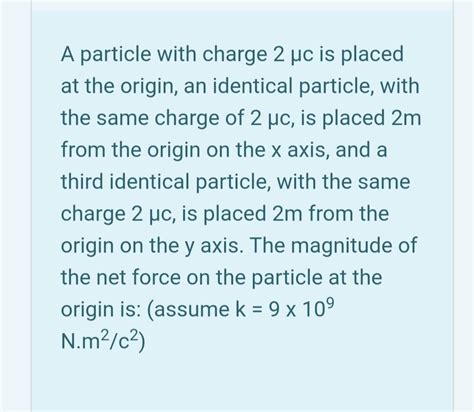 Solved A Particle With Charge Uc Is Placed At The Origin Chegg