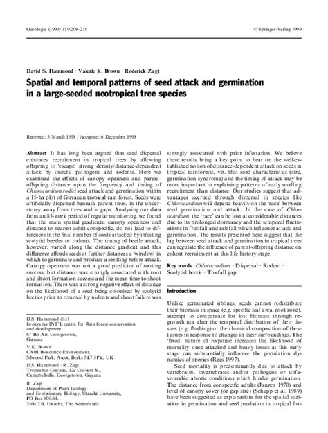 Pdf Spatial And Temporal Patterns Of Seed Attack And Germination In A