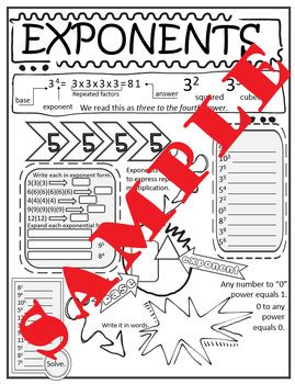 Exponents Worksheet By Growing Minds Teacher Resources TPT
