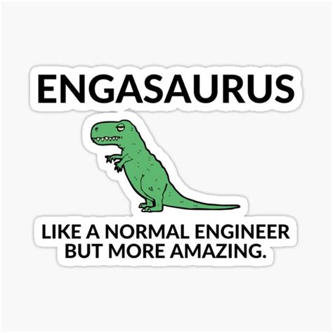 Funny Cartoon Mechanical ENGINEER Dinosaur Sticker For Sale By