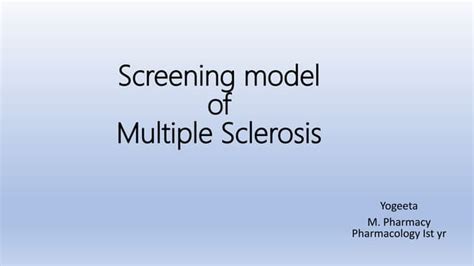 Screening Model For Multiple Sclerosis Pptx