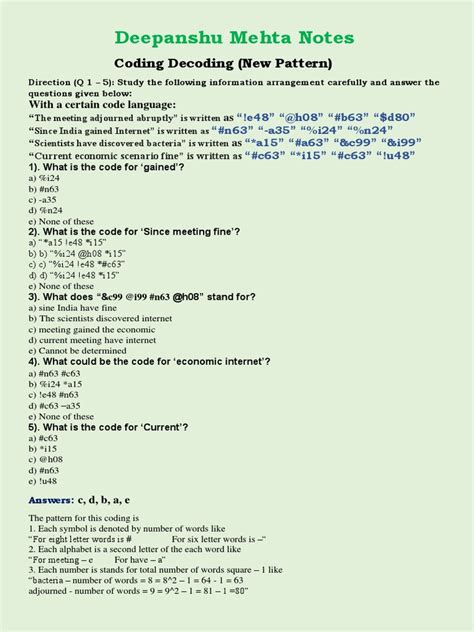 deepanshu mehta notes coding decoding new pattern pdf languages