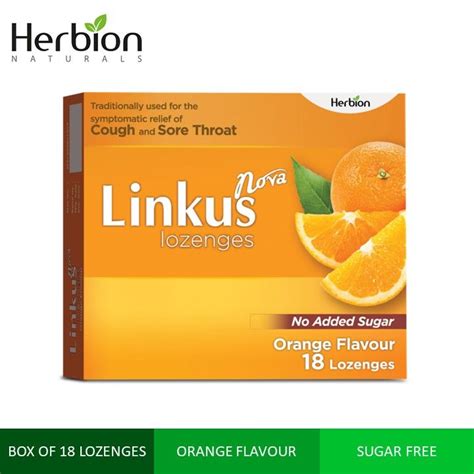 Herbion Linkus Sugar Free Cough Lozenges Orange Flavor 18s Tidak