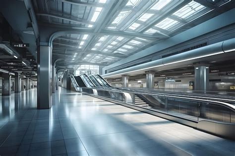 Premium Ai Image Airport Terminal Escalator Neural Network Ai Generated