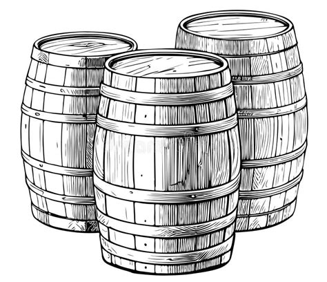 Beer Wooden Barrels Hand Drawn Sketch Beer Brewing Vector Illustration