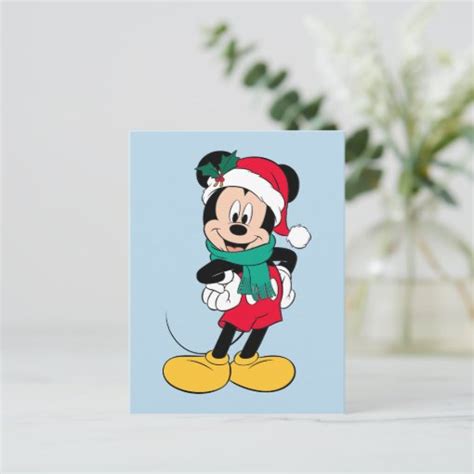 Mickey Mouse Winter Outfit Holiday Postcard Zazzle