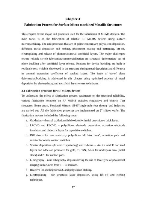 PDF Chapter Fabrication Process For Surface Micro Shodhganga Inflibnet Ac In Bitstream