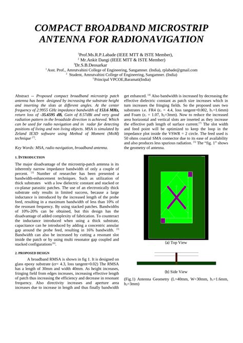 Pdf Compact Broadband Microstrip Antenna For Radionavigation