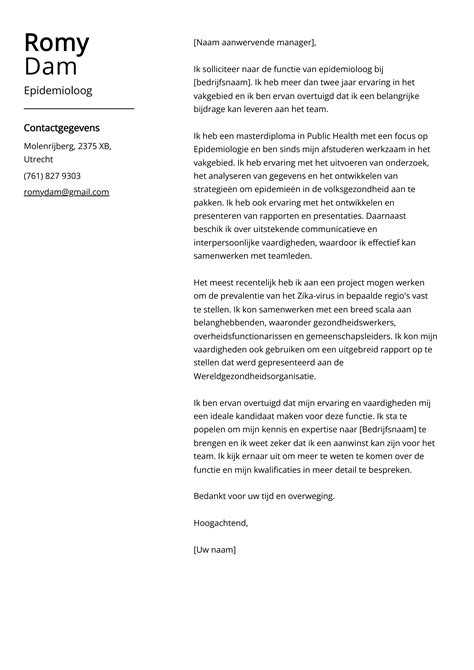 Epidemioloog Motivatiebrief Voorbeeld Voor 2025