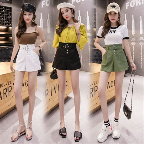 618 กางเกงขาสั้น เอวสูง ผ้าชีฟอง ทรงหลวม เข้ากับทุกการแต่งกาย แฟชั่นฤดูร้อน สําหรับผู้หญิง