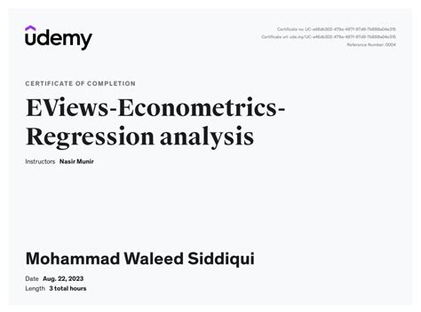Udemy Course Completion Certificate Mohammad Waleed Siddiqui