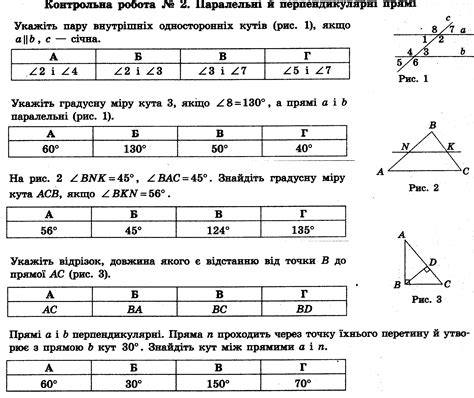 Геометрія 7 клас Семестрова контрольна робота Тест Геометрія