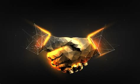 Premium Vector Handshake In Polygonal Wireframe Style