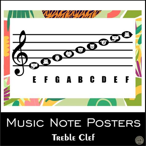 Treble Clef Music Note Posters Animal Themed