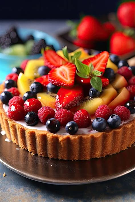A Fruit Tart With Berries On Top Stock Illustration Illustration Of