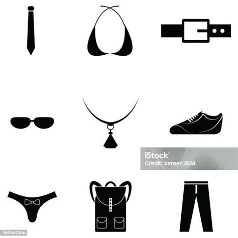 時尚圖示集向量圖形及更多個人飾物圖片 個人飾物 內衣 全身裙 Istock