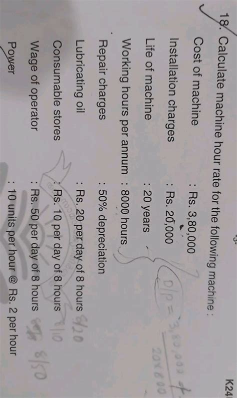 18 Calculate Machine Hour Rate For The StudyX